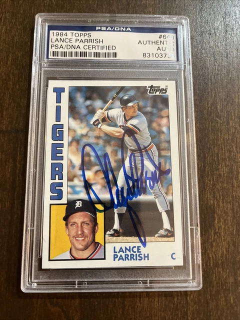 1984 TOPPS LANCE Parrish signé Detroit Tigers PSA autographe ...