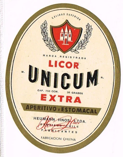 1940 CHILI SANTIAGO Heumann Hnos UNICUM LICOR ÉTIQUETTE EXTRA EUR 15,01 - PicClick FR