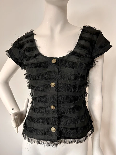 RARE VINTAGE SUSAN Backhouse black blouse 1980s UK 12 in excellent ...