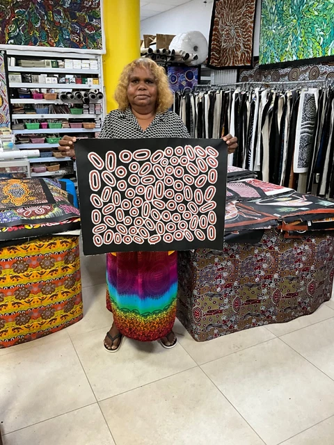 SHARON BUTCHER NAPANANGKA Aboriginal Artist WATER HOLE SAND STONE WATER ...