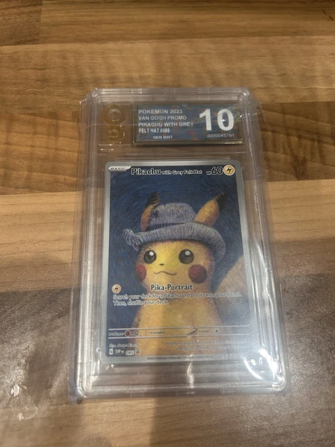 PIKACHU WITH GREY Felt Hat - ACE 10 Gem Mint - Van Gogh Promo £316.13 ...
