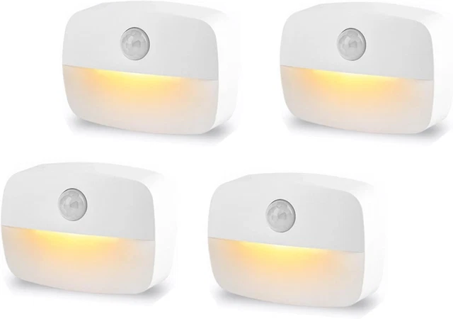 LED MOTION SENSOR Night Light, 4 Pack Stick-On Sensor Lights, Battery ...