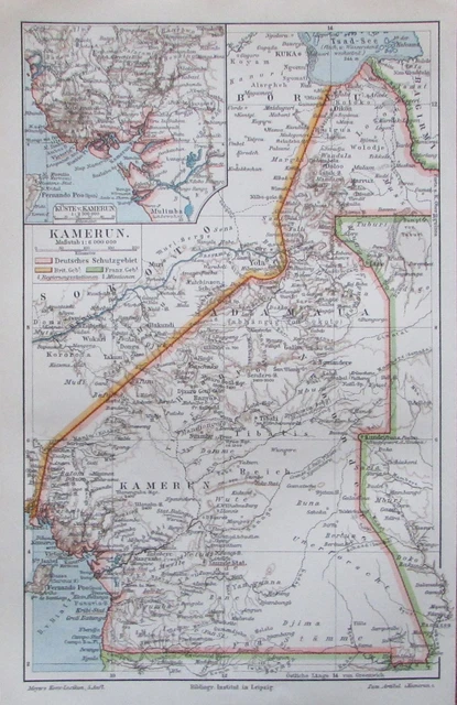 1897 CAMEROON - Old Map Map Old Map Lithography £9.43 - PicClick UK