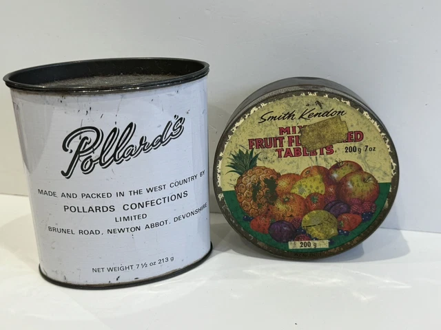 VINTAGE SWEET TINS Pollard's Fruit Drops (empty) + Smith Kendon Mixed ...