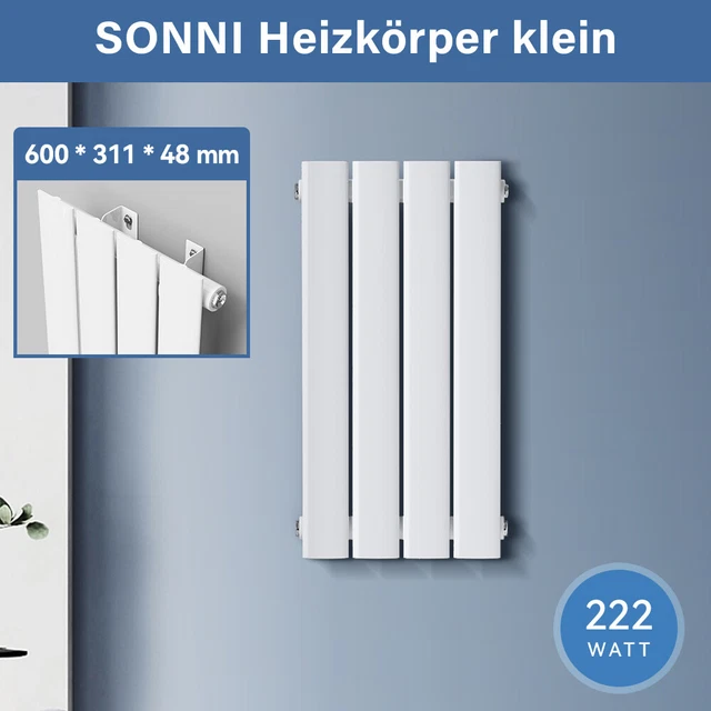 RADIATOR DESIGN FLAT Small Guests Toilet Panel Radiator Vertical White ...