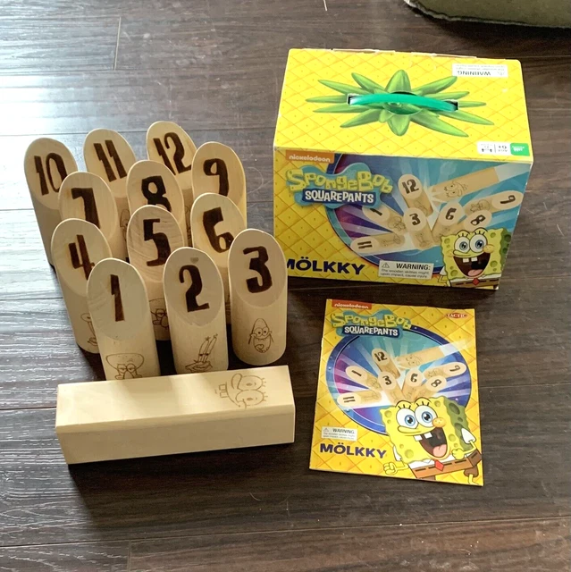 NICKELODEON SPONGEBOB SQUAREPANTS Molkky Wooden Knock The Pins Down ...