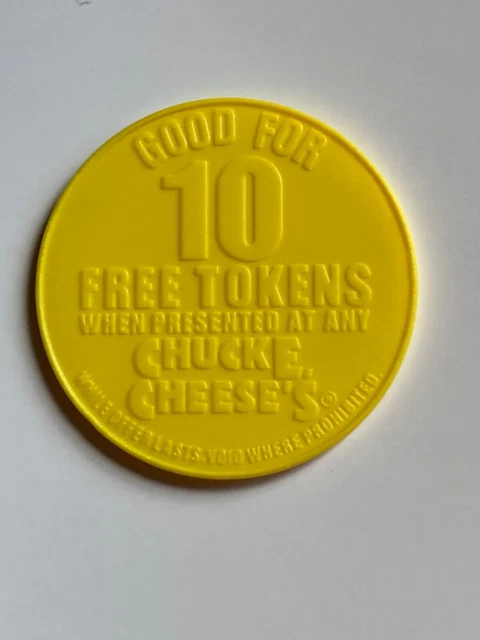 RARE 2003 YELLOW Chuck E Cheese Token Redemption Coin NEW Uncirculated ...