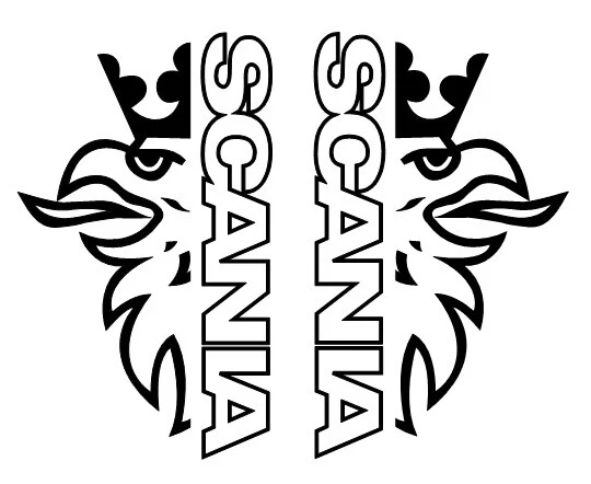 SCANIA VINYL DECAL STICKERS x2 LOGO + TEXT OUTLINE TOPLINE R SERIES ...