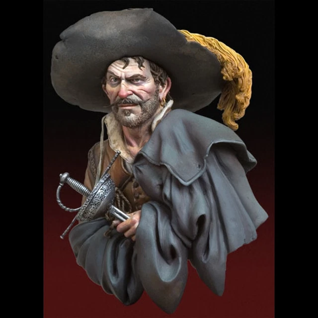 1/10 SCALE RESIN Bust Model Kit Figure Musketeer Swashbuckler ...