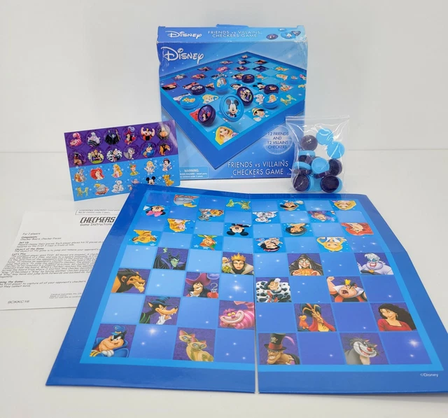 DISNEY CHECKERS GAME Friends vs Villains Family Board Game Mickey Mouse ...