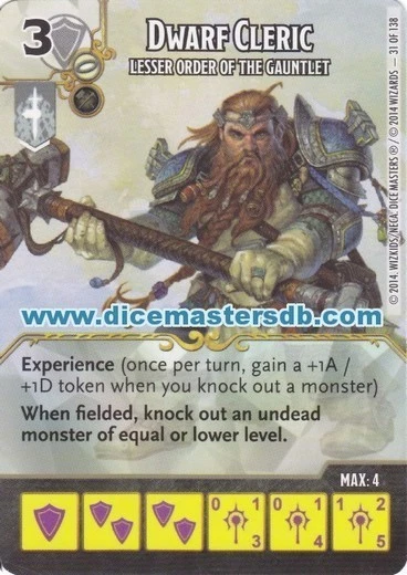 DWARF CLERIC LESSER Order of the Gauntlet #31 - Dungeons & Dragons Dice ...