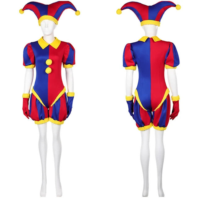 Adult The Amazing Digital Circus Costume Pomni Cosplay Jumpsuit Hat