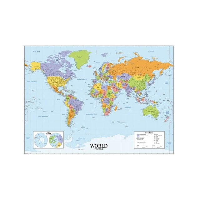 WORLD MAP POLITICAL Map Educational Poster Print EUR 10,00 - PicClick FR