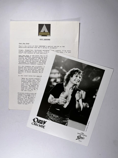 OZZY OSBOURNE PRESS Release Et Photo Original Tout Simplement Say CBS ...