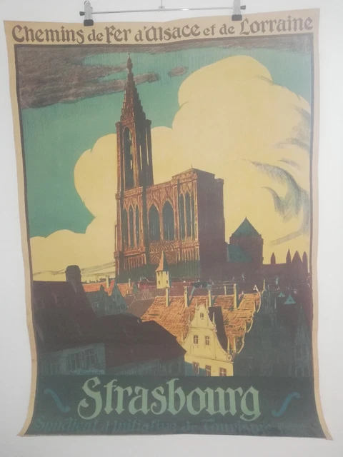 ANCIENNE AFFICHE ORIGINALE Chemin De Fer D'alsace Et De Lorraine Signe ... ANCIENNE AFFICHE ORIGINALE Chemin De Fer D'alsace Et De Lorraine Signe ...