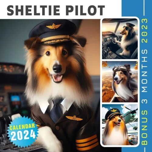SHELTIE PILOT CALENDAR 2024 Jan 2024 to Dec 2024 Bonus 3 Months last ...