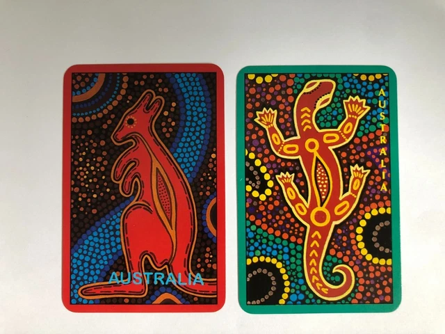 AUSTRALIA ABORIGINAL DOT Painting Aussie Kangaroo Lizard Art Swap ...