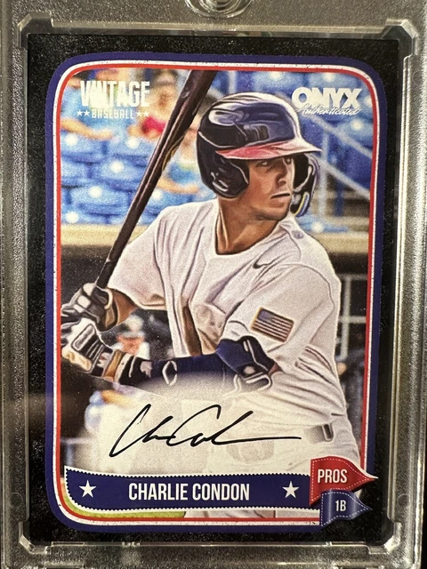 CHARLIE CONDON ONYX vintage baseball, sur carte autographe encre noire ...