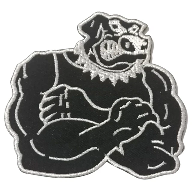 STRONG BULL BODYBUILDER Art jeans jacket Badge Iron/Sew on Embroidered ...