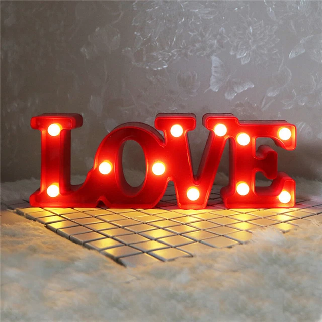 LED NEON SIGN LOVE Letter Shaped Modeling Lamp Decorative Night Light ...
