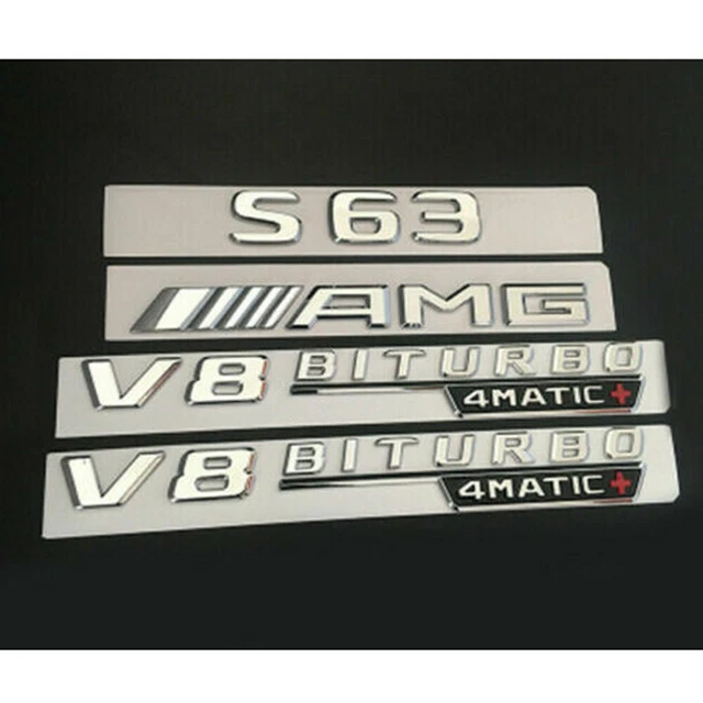 CAR CHROME BRIEFE Emblem Aufkleber Für Mercedes Benz S63 AMG V8 4MATIC ...