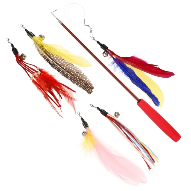 6 PCS CAT Toy Refills Interactive Wand String Teaser Rod Teasing Stick ...