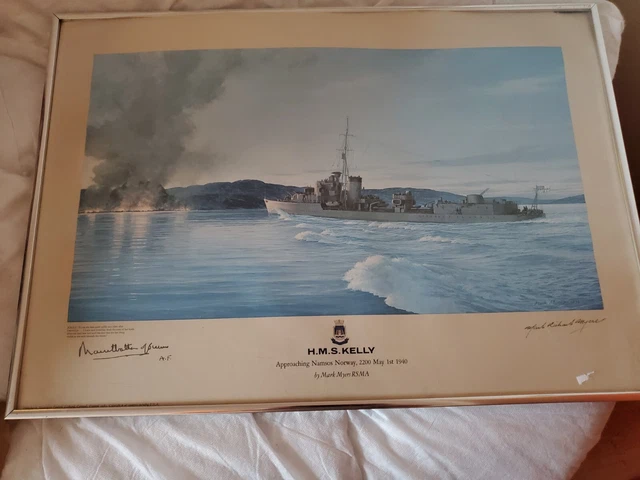 HMS KELLY PRINT signed by Lord Mountbatten and Countess Mountbatten £ ...