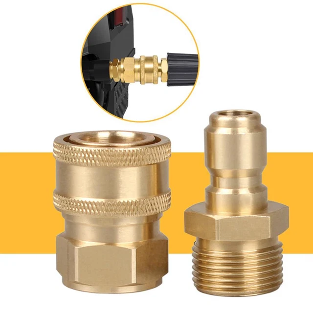QUICK CONNECT M22 14mm 15mm Hose Swivel Pressure Washer Adapter Brass ...