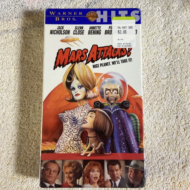 MARS ATTACKS (VHS, 2000, WB) Alien Comedy Tim Burton Jack Nicholson NEW ...