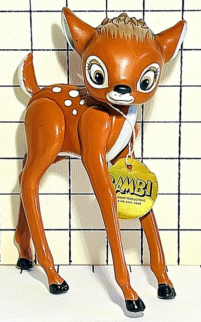 VINTAGE BAMBI TOY, Rubber Head Plastic Body, Hong Kong, Walt Disney ...
