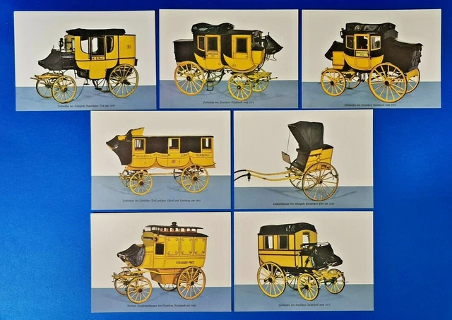 SET MIT 7 Vintage 1966 Deutschland Postkarten, Deutsche Mail Coach Of ...