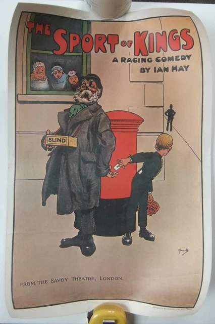 RARE, VINTAGE 1940S REPRO THEATRE POSTER 'THE SPORT OF KINGS' IAN HAY ...