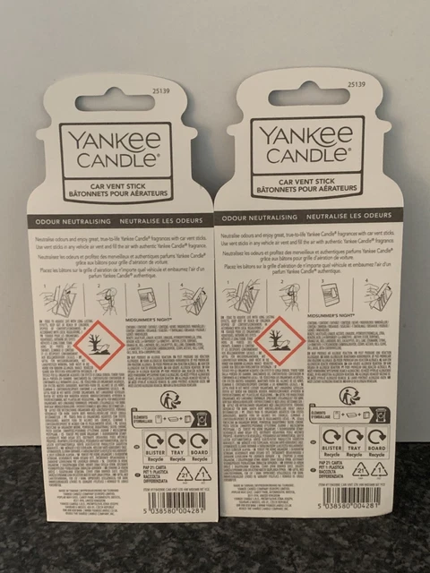 YANKEE CANDLE CAR Vent Sticks 2 Packs Midsummers Night $11.09 - PicClick AU