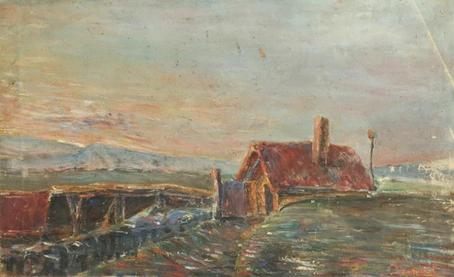 PAYSAGE DE PEINTURE à l’huile antique signé EUR 166,17 - PicClick FR