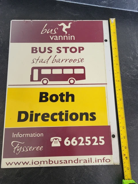 VINTAGE ISLE OF Man Buses Double Sided Bus Stop Sign Aluminium ...