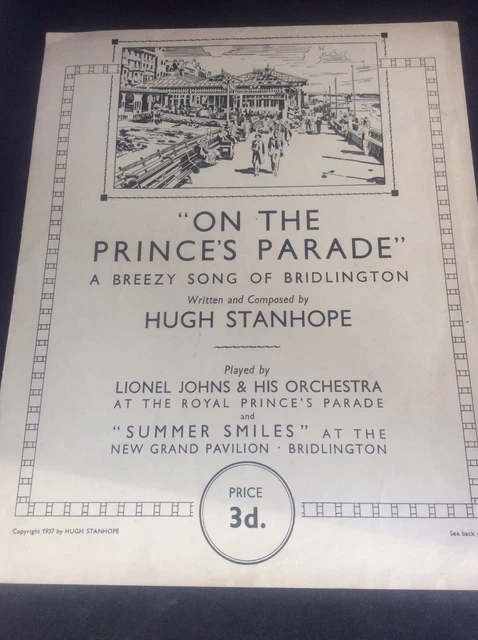 ANTIQUE SHEET MUSIC Bridlington song & Graphics New Princes Parade ...