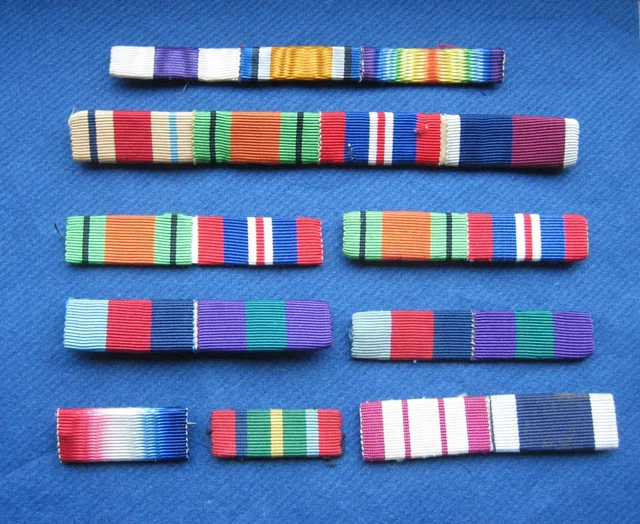 NINE WWI/II ERA British Military Uniform Ribbon Bars 1914-1964 $12.60 ...