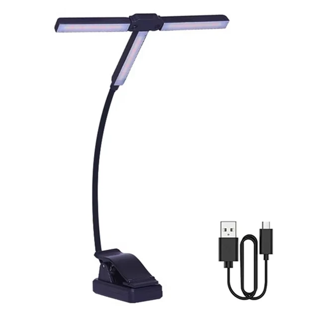TRI-HEAD LED CLIP-ON Book Light 4 Color Modes Adjustable Night Light ...