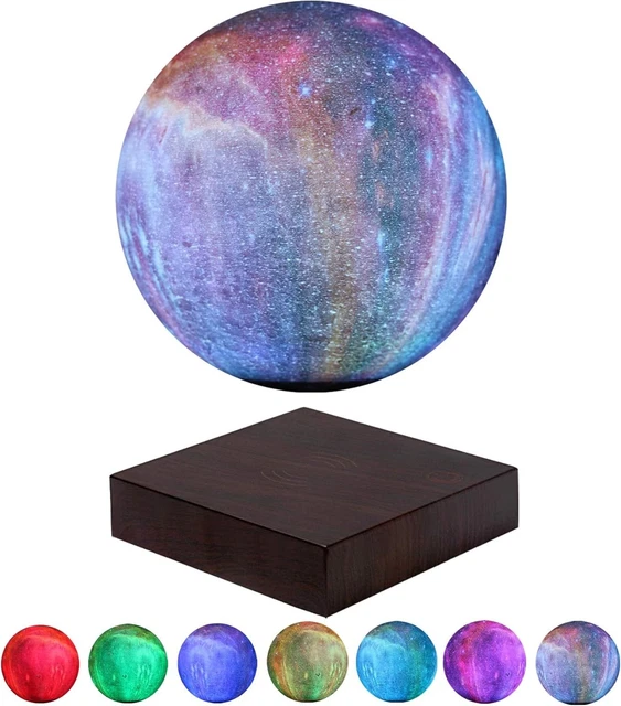 LACQUERED LEVITATING MOON Lamp 7-Color Floating LED Light with Touch ...