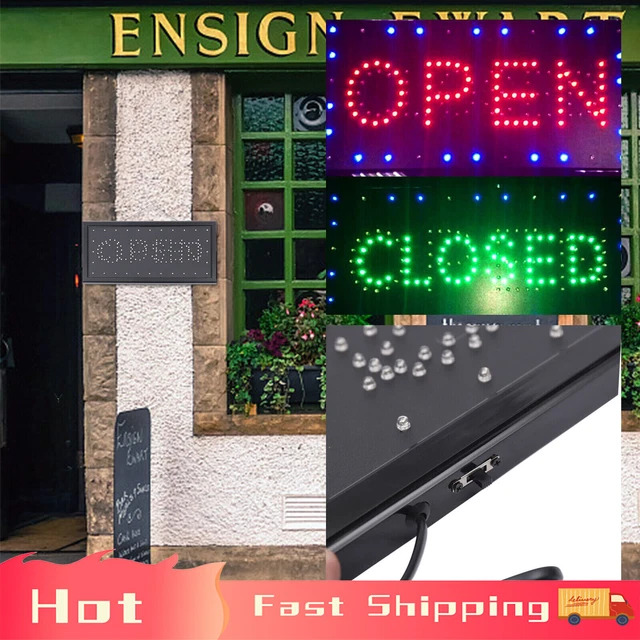 LED NEON DISPLAY Open + Closed Sign Store Shop Business Sign Light ...