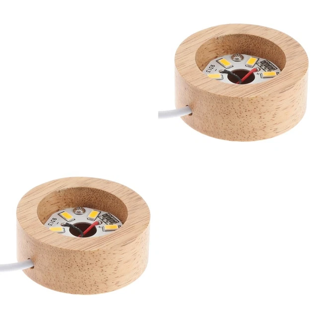 2PCS LED BALL Base: Wooden Lighted Base For Crystal Glass Resin Art ...