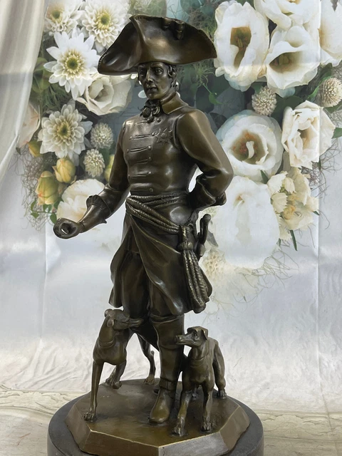 FREDERICK THE GRAND Guerrier King Avec / Deux Chiens Bronze Marbre ...