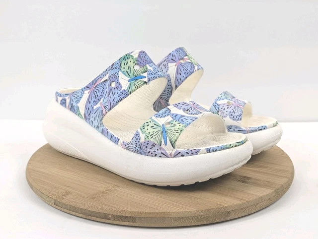 CROCS MEGA CRUSH Womans 10 Mary Jane Wedge Sandals Slip On Butterfly ...