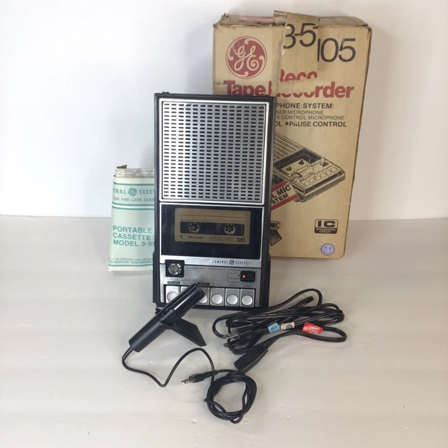 GENERAL ELECTRIC GE Portable Cassette Tape Recorder Player 3-5105 Dual ...