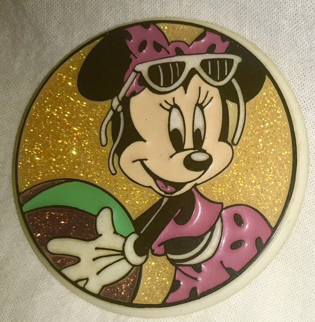 RARE THE WALT Disney World Glitter Minnie Mouse Button PIN Plastic ...