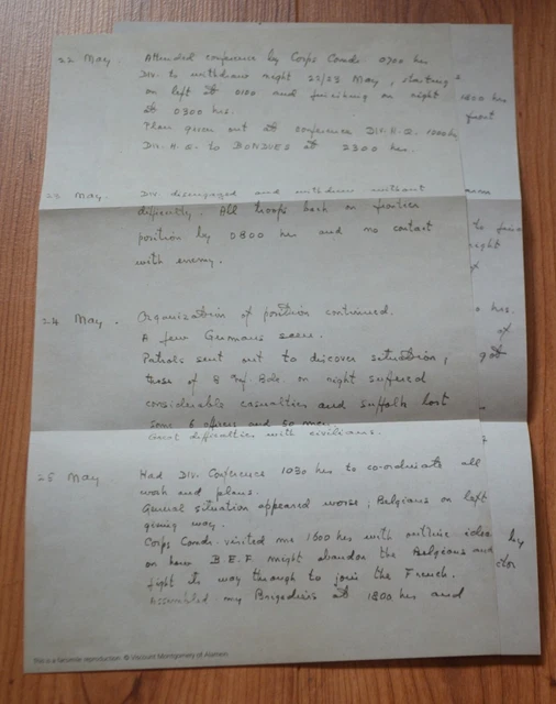 1940 WWII GENERAL Montgomery's Diary Dunkirk evacuation £4.99 - PicClick UK