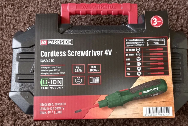 PARKSIDE CORDLESS SCREWDRIVER with USB-C Charger, Case, And 6 Bits. New ...