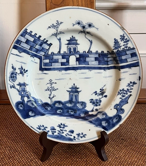 ANTIQUE CHINESE PORCELAIN Plate GREAT WALL Patern - Kangxi 18th Century ...