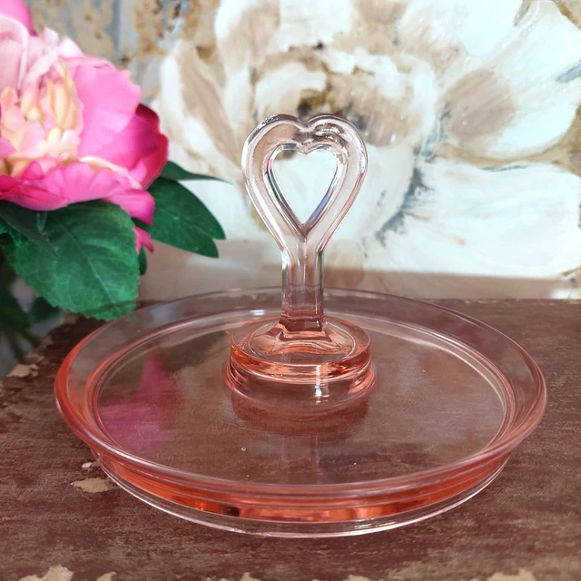 LE SMITH PINK Depression Glass Tidbit Candy Dish with Heart Center ...