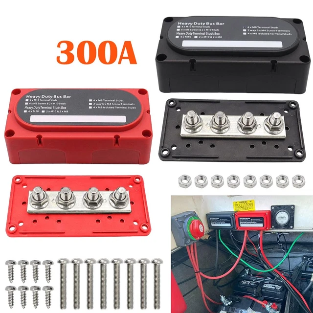 POWER DISTRIBUTION BLOCK Heavy Duty Bus Bar Box M8*4 Terminal Studs 12V ...